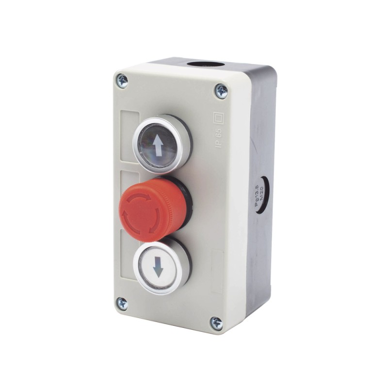 Botonera Triple con Boton de Stop Tipo Enclavado (XBS-SW-03)