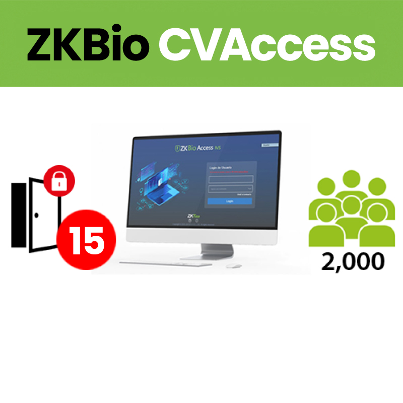 Software de Acceso ZKBio CVAccess / 2,000 Usuarios - 20 Equipos Zkteco ...